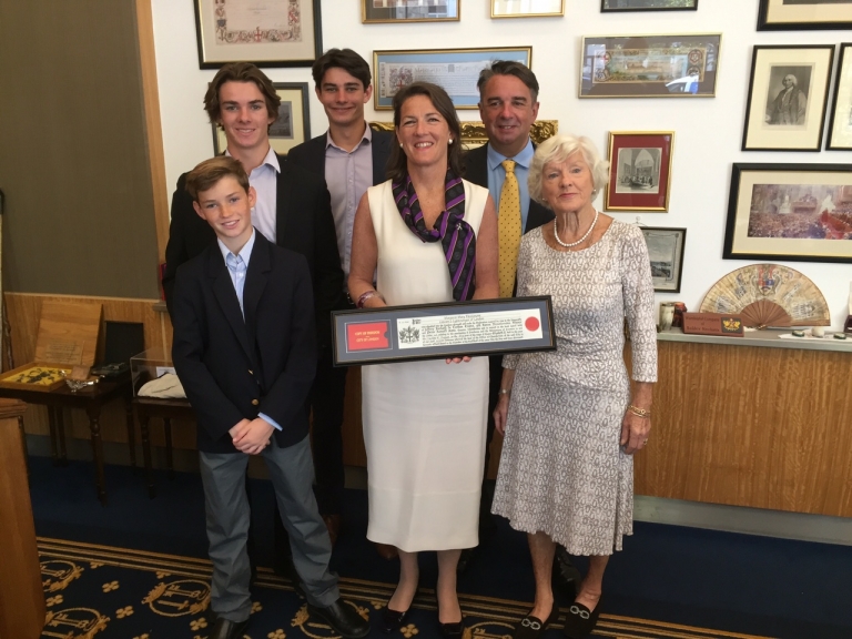 Mrs Margaret Fitzsimons collecting her Freedom of the City of London ...